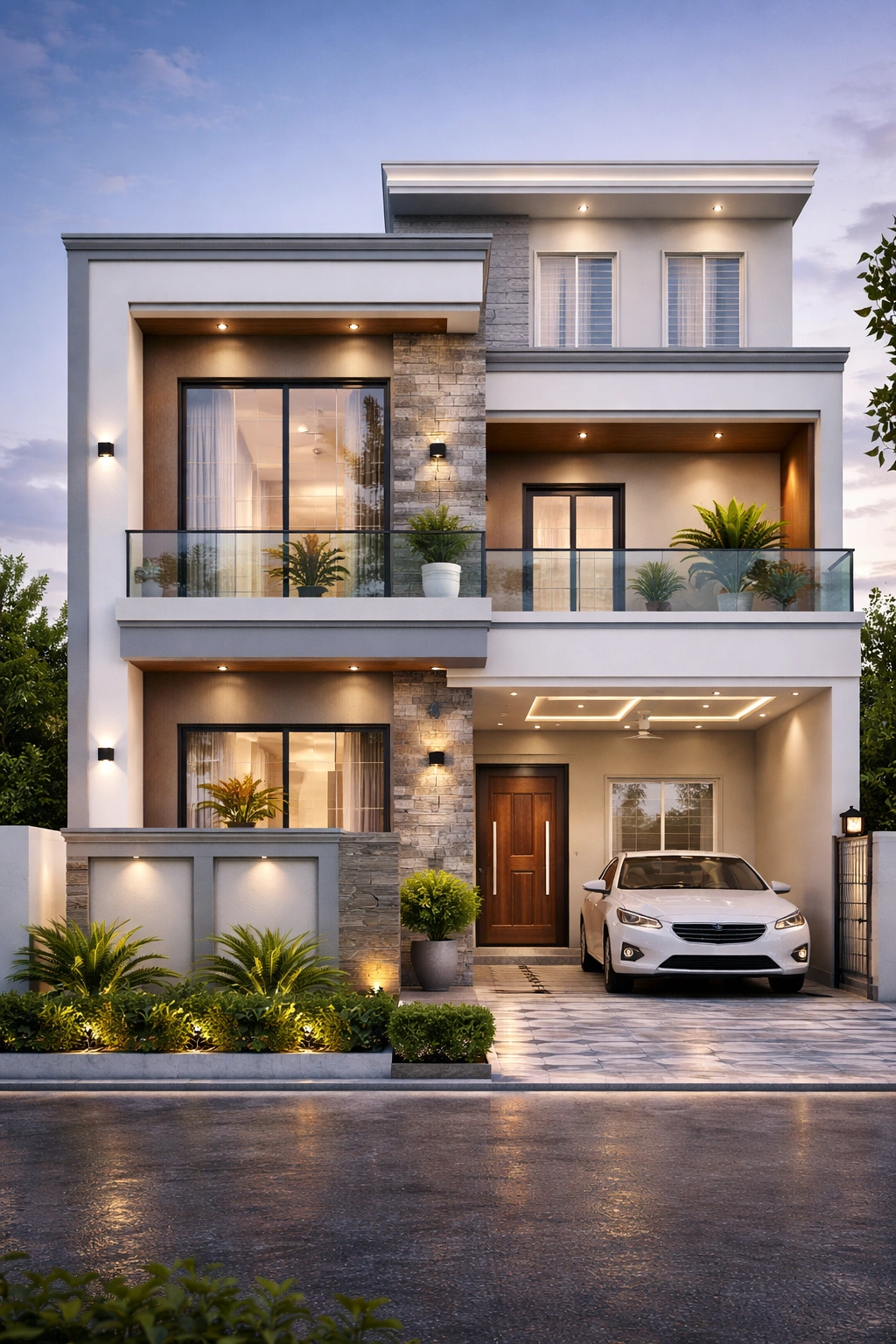 Grey and White House Exterior Design by best architect in DC Colony ...